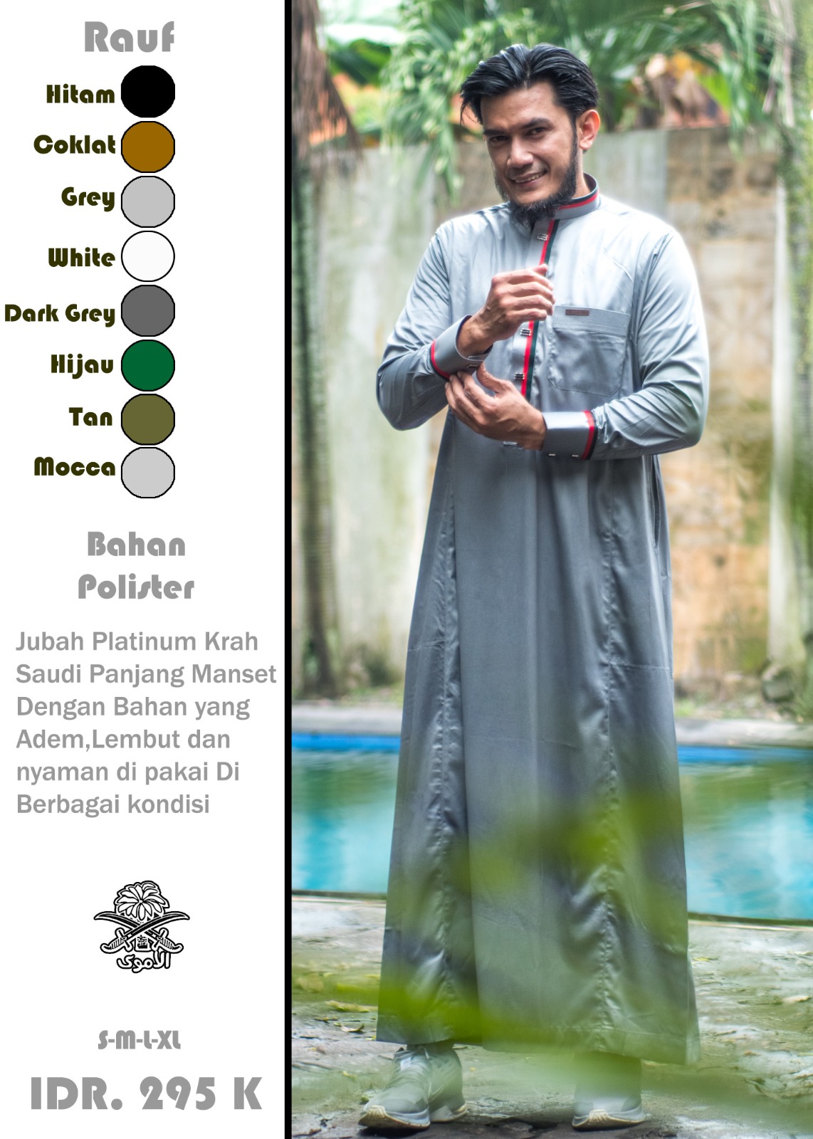 JUBAH THOBE SAUDI RAUF SERIES KOMBINASI GUCI AL-AMWA PLATINUM - Al-Amwa