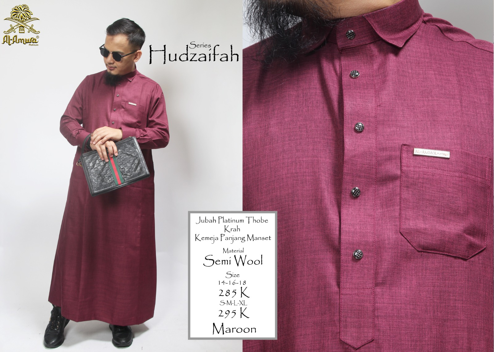 JUBAH THOBE SAUDI AL-AMWA PLATINUM series HUDZAIFAH - Al-Amwa